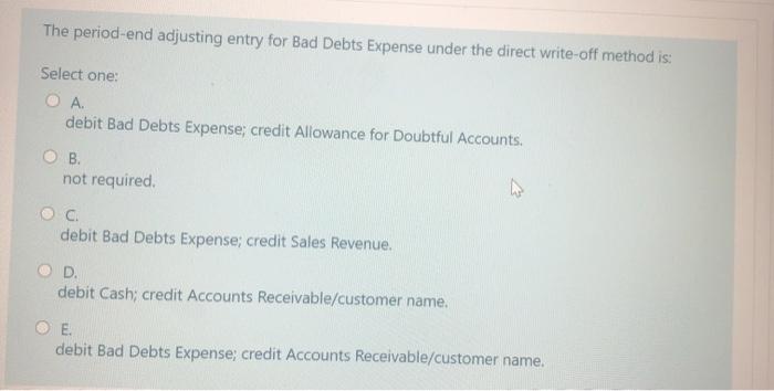 Solved The period-end adjusting entry for Bad Debts Expense | Chegg.com