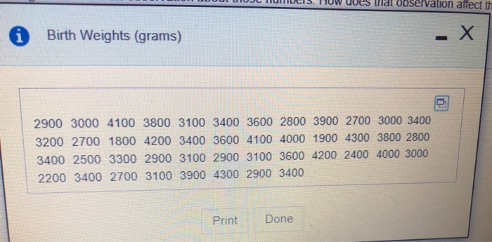 Solved Refer to the data set of birth weights (grams) of the | Chegg.com