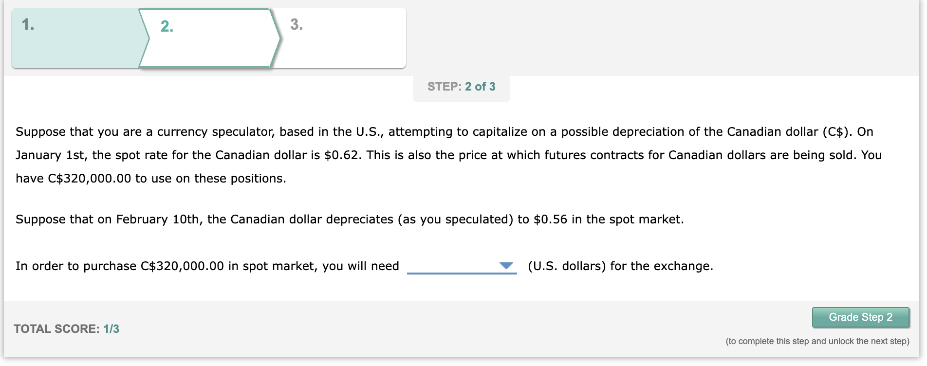 Solved STEP: 2 ﻿of 3Suppose that you are a currency | Chegg.com