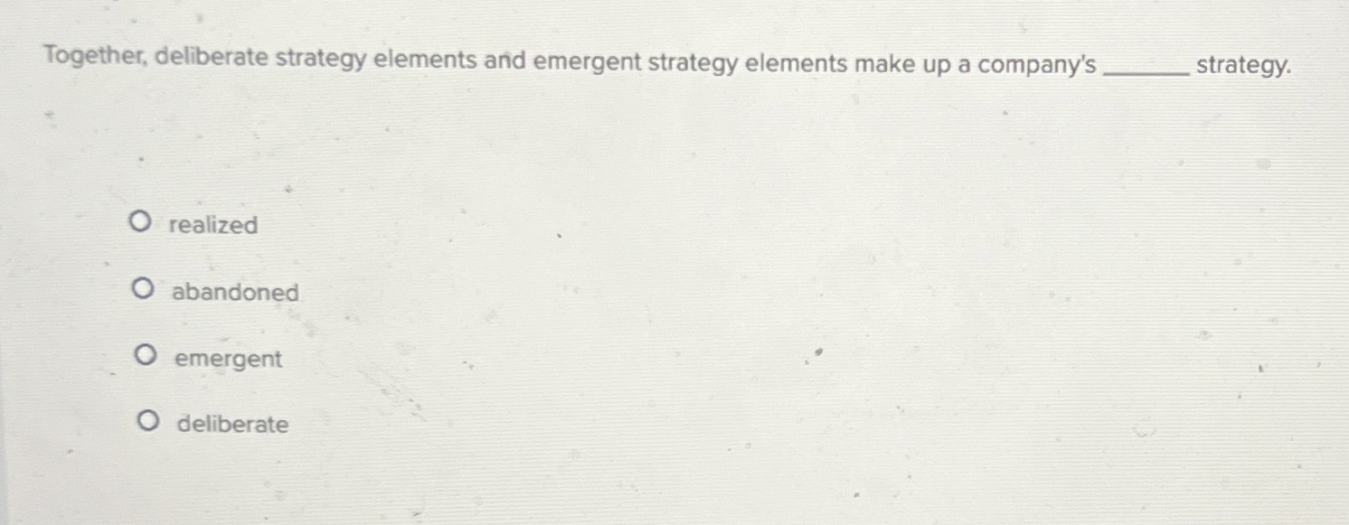 Solved Together, deliberate strategy elements and emergent | Chegg.com
