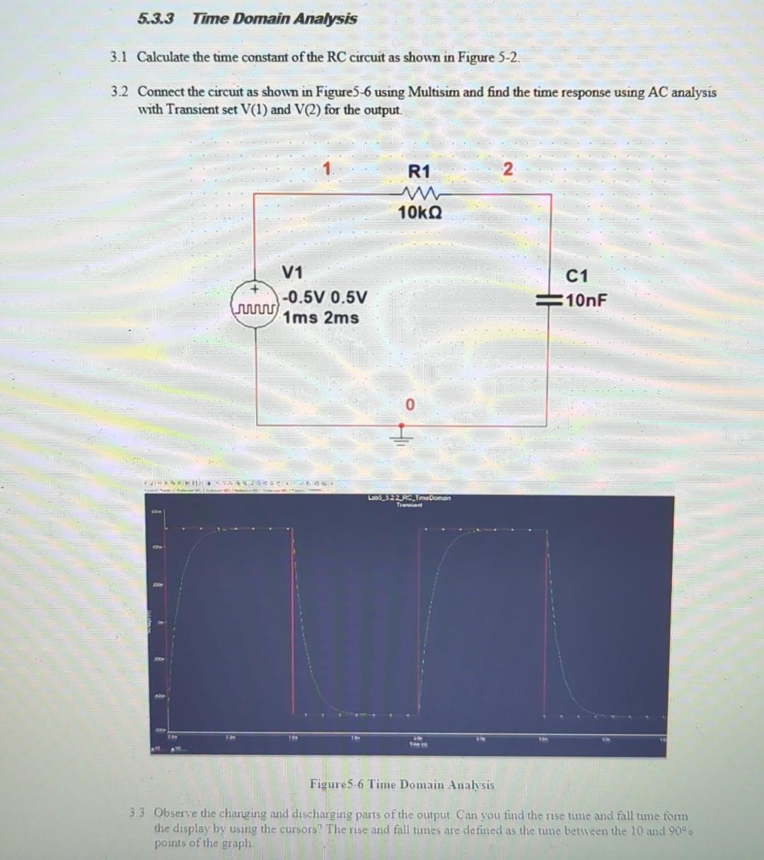 3.1 Calculate the time constant of the RC circuit as | Chegg.com