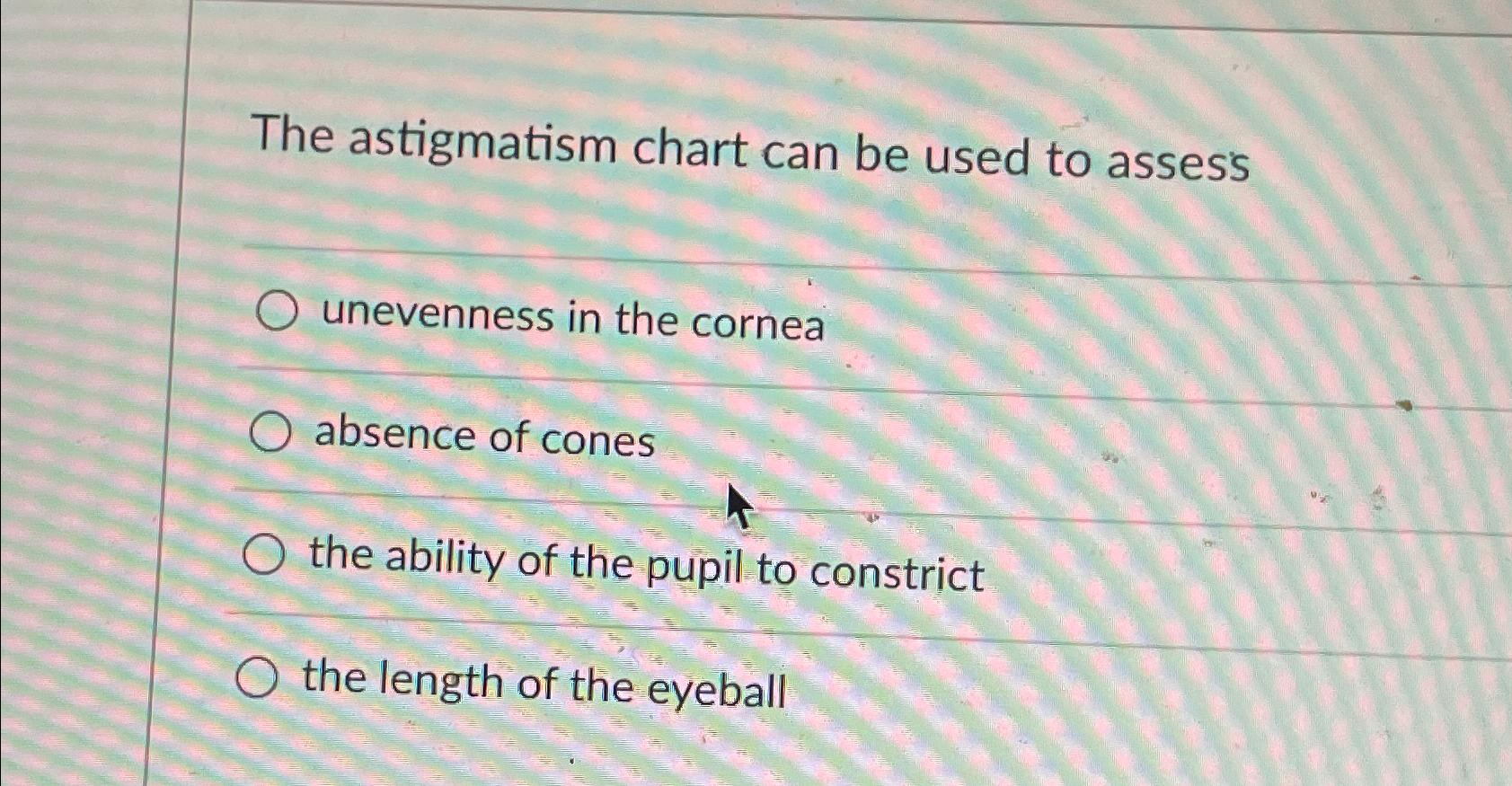 Solved The astigmatism chart can be used to | Chegg.com