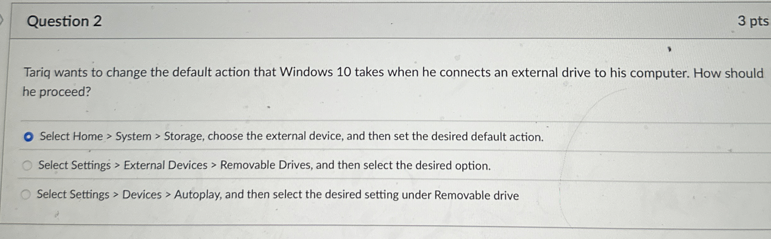 Solved Question 2Tariq wants to change the default action | Chegg.com
