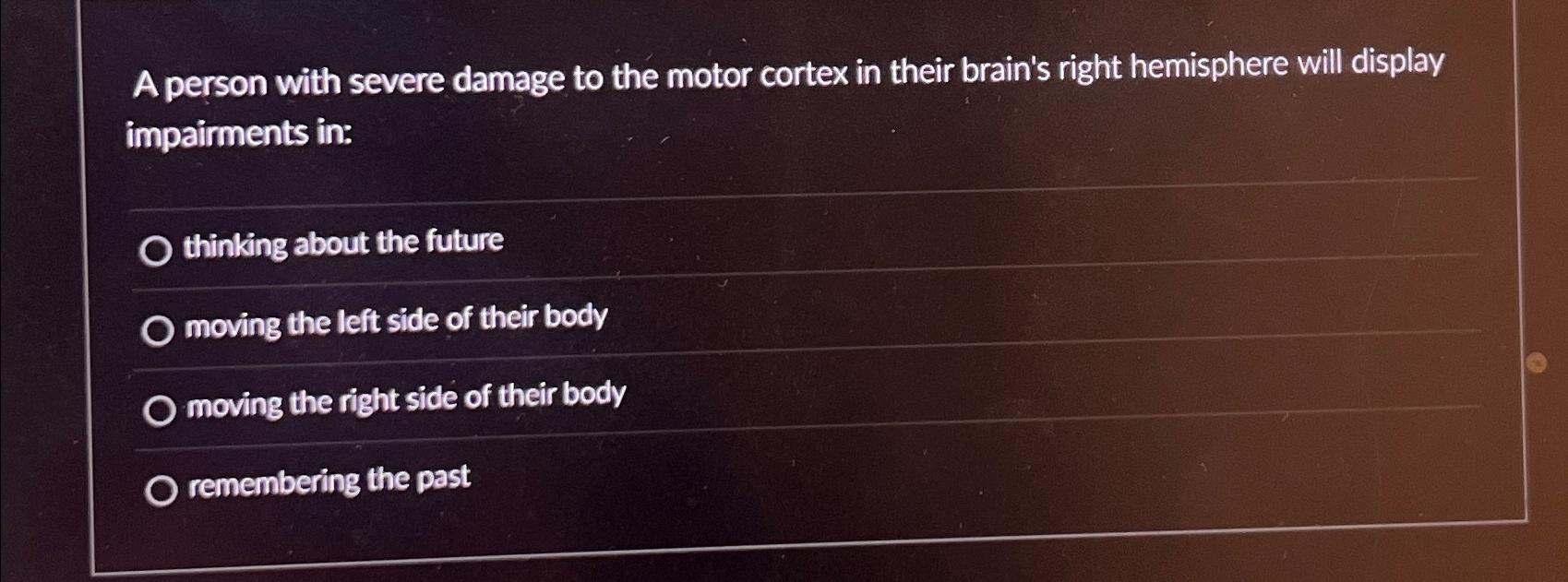 Solved A person with severe damage to the motor cortex in | Chegg.com