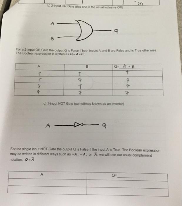 Solved For a 2-input OR Gate the output Q is False if both | Chegg.com
