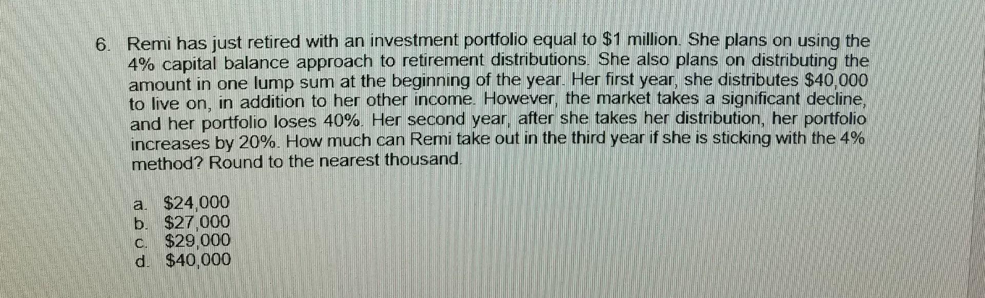 Solved 6. Remi has just retired with an investment portfolio | Chegg.com
