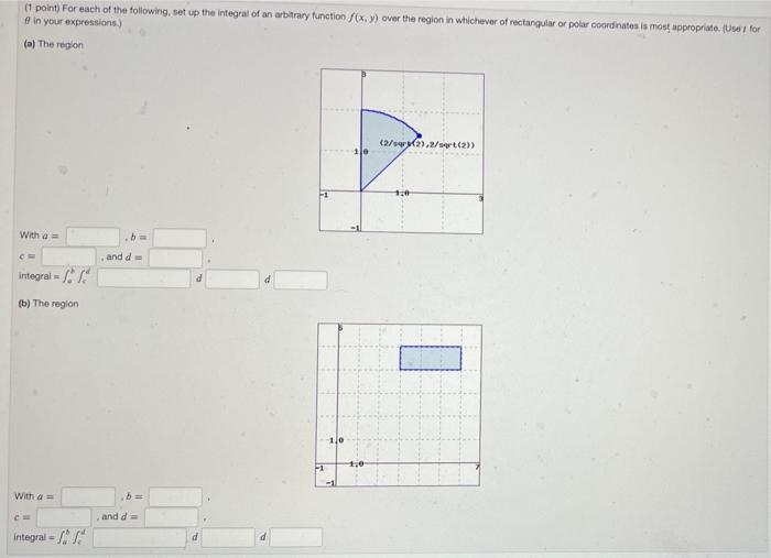 Solved (1 point) For each of the following, set up the | Chegg.com