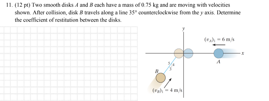 Solved (12 ﻿pt) ﻿Two smooth disks A and B ﻿each have a mass | Chegg.com