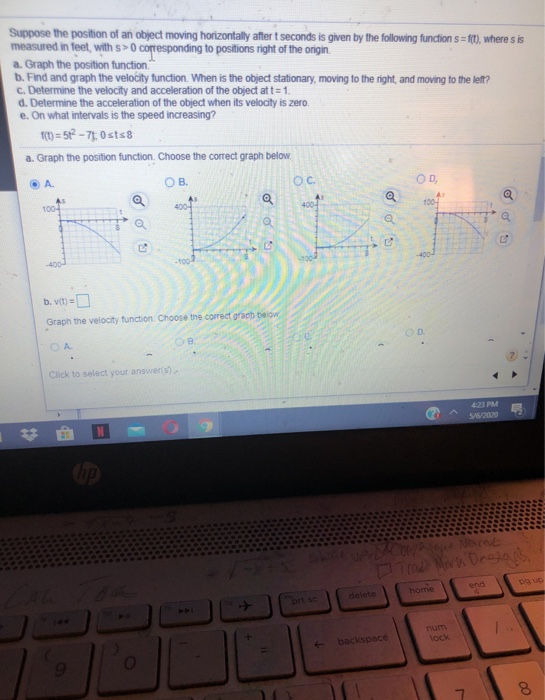Solved Suppose the position of an object moving horizontally | Chegg.com
