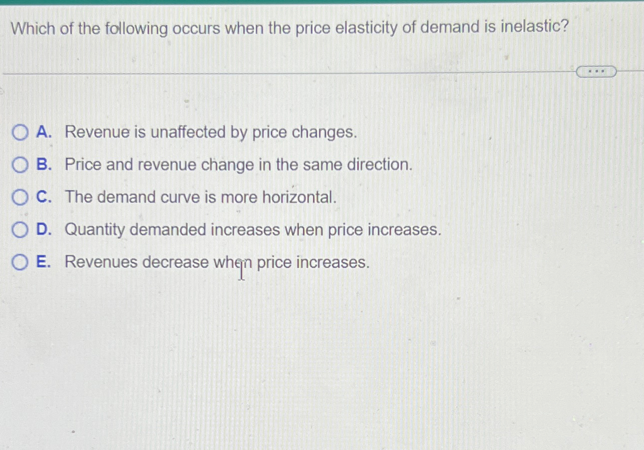 Solved Which of the following occurs when the price | Chegg.com