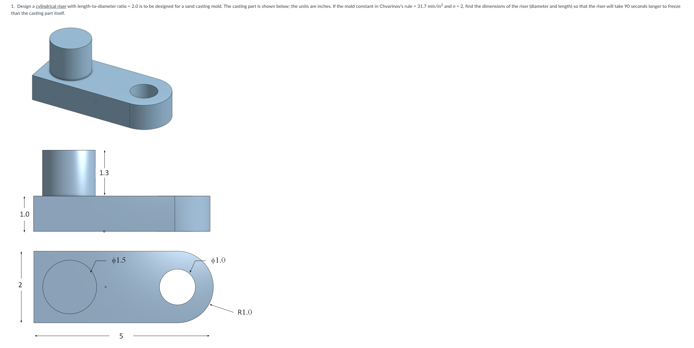 Solved Design a cylindrical riser with length-to-diameter | Chegg.com