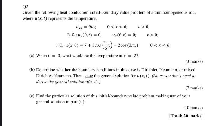 Solved Q2 Given the following heat conduction | Chegg.com