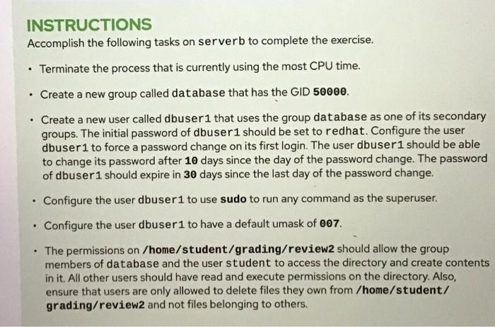 Solved Accomplish the following tasks on serverb to complete | Chegg.com