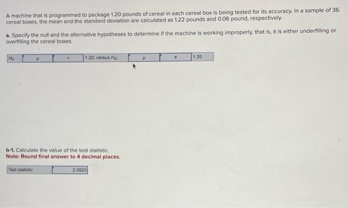 Solved A machine that is programmed to package 1.20 pounds | Chegg.com