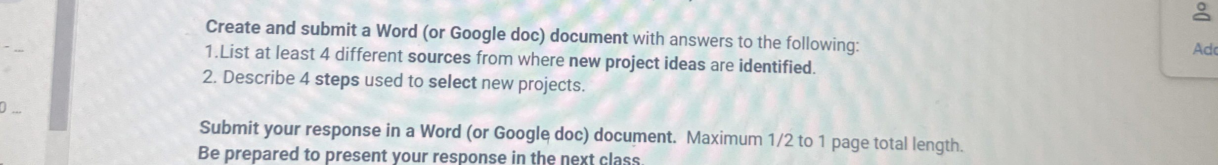 Solved Create and submit a Word (or Google doc) ﻿document | Chegg.com