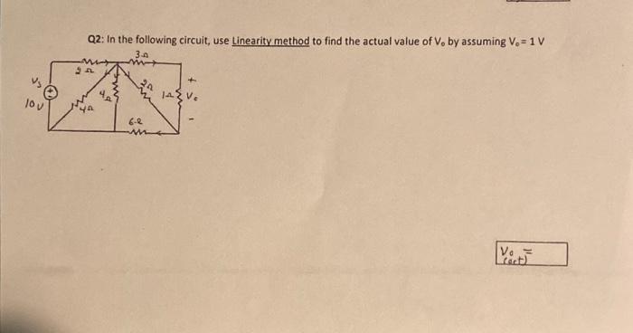 Solved lov Q2: In the following circuit, use Linearity | Chegg.com