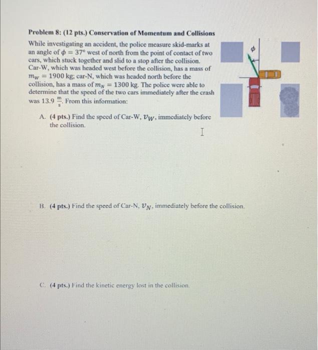 Solved Problem 8: (12 pts.) Conservation of Momentum and | Chegg.com