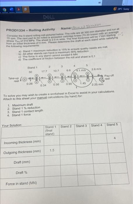 Solved PROD1334 - Rolling Activity Name: Consider the 5 - | Chegg.com