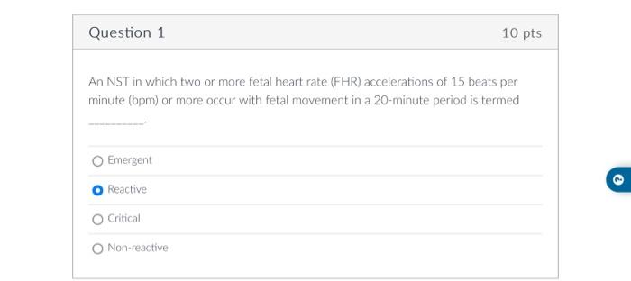 Solved 1-An NST in which two or more fetal heart rate (FHR) | Chegg.com