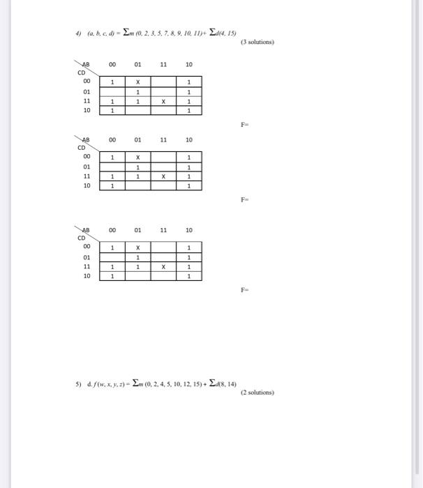 Solved Exercises related to Kmap A) Determine the simplified | Chegg.com