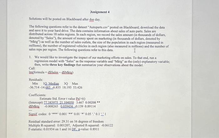 Solved Solutions will be posted on Blackboard after due day. | Chegg.com