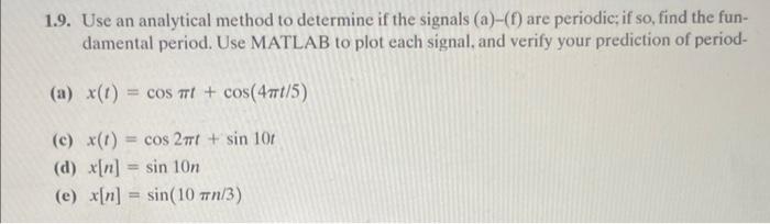 Solved 1.9. Use an analytical method to determine if the | Chegg.com