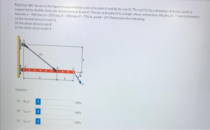 Solved Rigid bar ABC shown in the figure is supported by a | Chegg.com