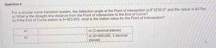 Solved For a circular curve transition system, the | Chegg.com