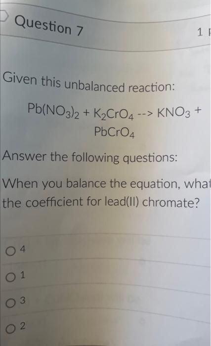 Solved Given this unbalanced reaction: | Chegg.com