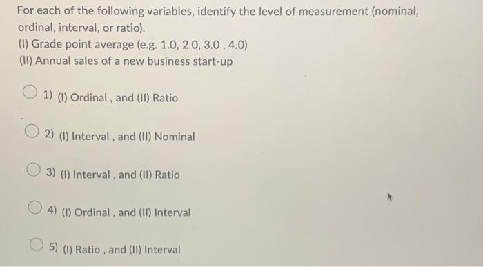 Solved For each of the following variables, identify the | Chegg.com