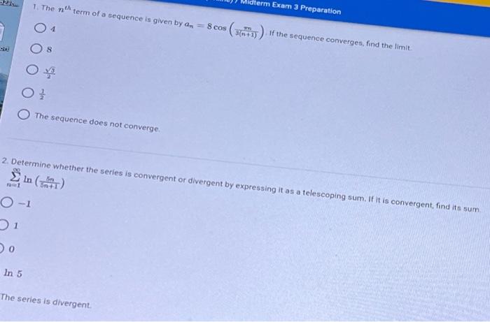 Solved 1. The nen term of a sequence is given by | Chegg.com
