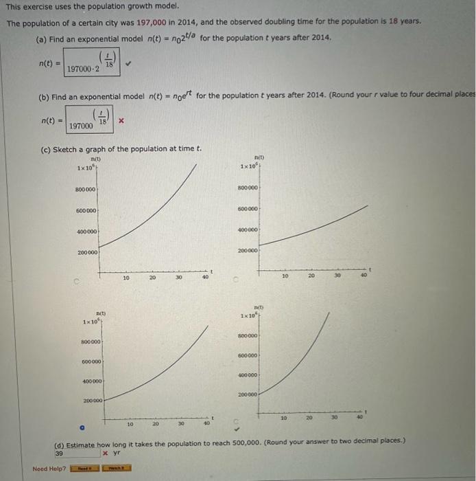 Solved exercise uses the population growth model. he | Chegg.com