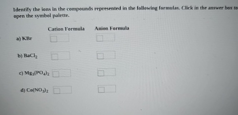 Solved Identify the ions in the compounds represented in the | Chegg.com