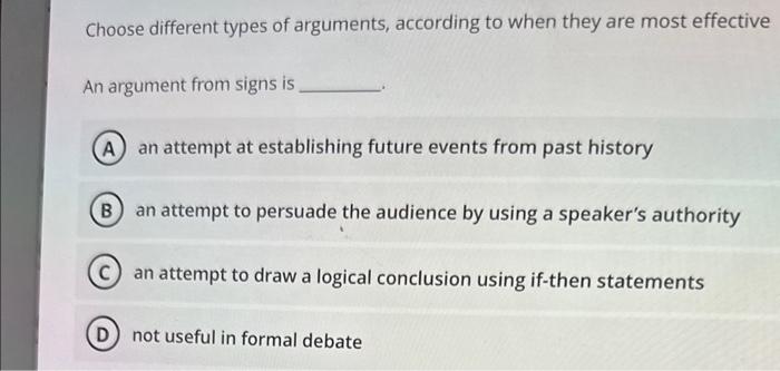 Choose different types of arguments, according to | Chegg.com