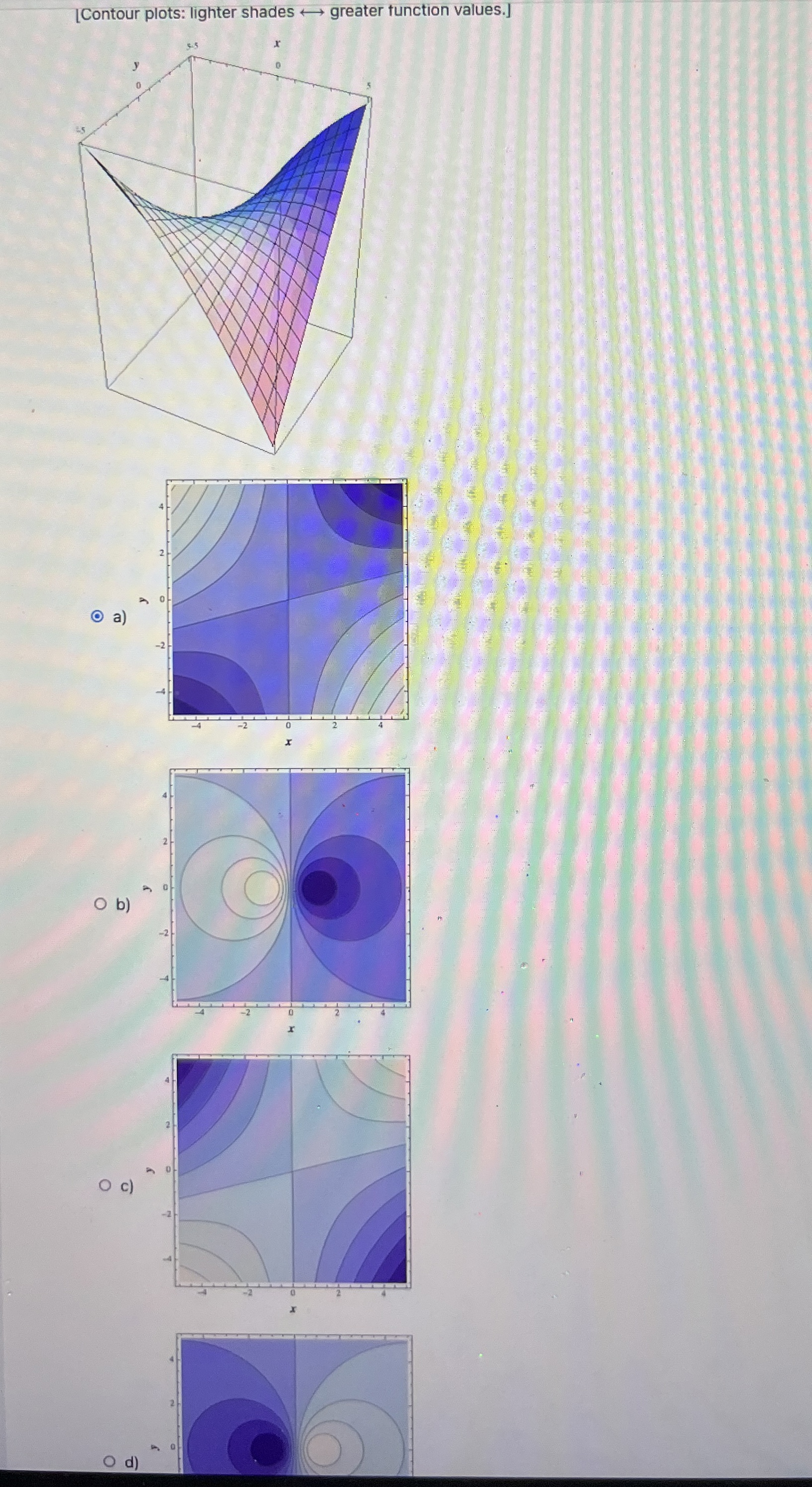 Solved Match the three dimwnsional graph to the corresponfin | Chegg.com