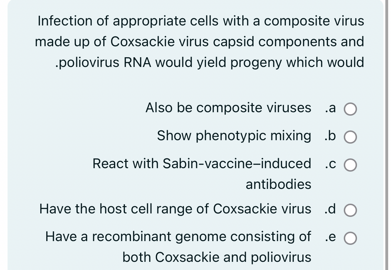 Solved Infection of appropriate cells with a composite virus | Chegg.com