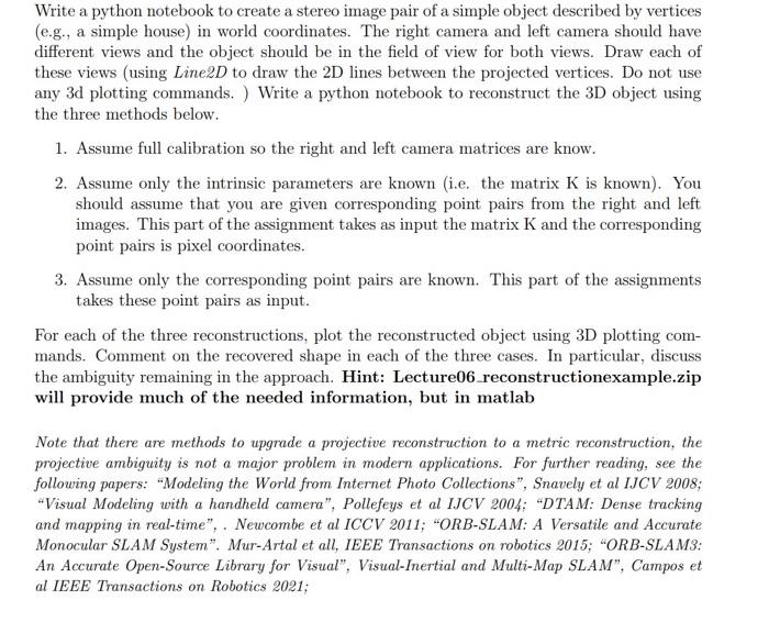 Solved Write a python notebook to create a stereo image pair | Chegg.com