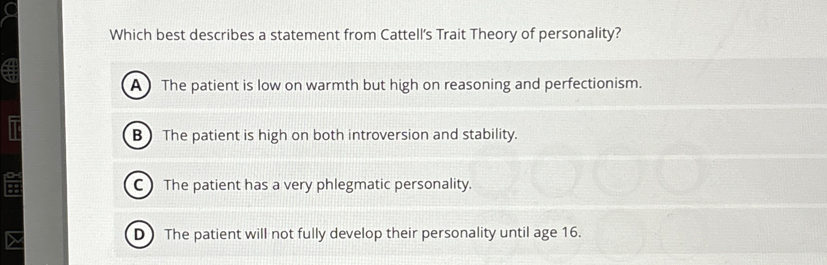 Solved Which best describes a statement from Cattell's Trait | Chegg.com