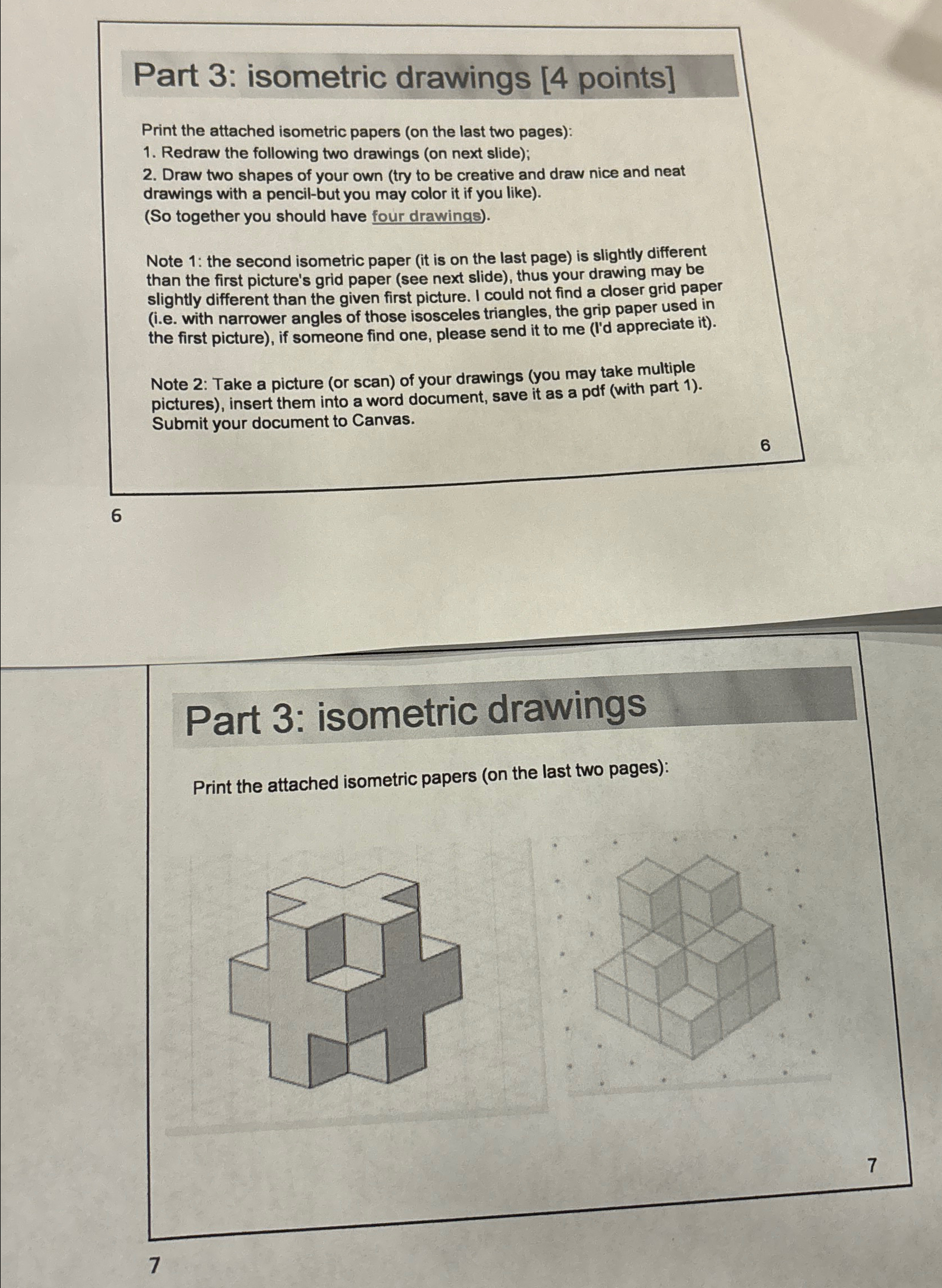 Part 3: isometric drawings [4 ﻿points]Print the | Chegg.com