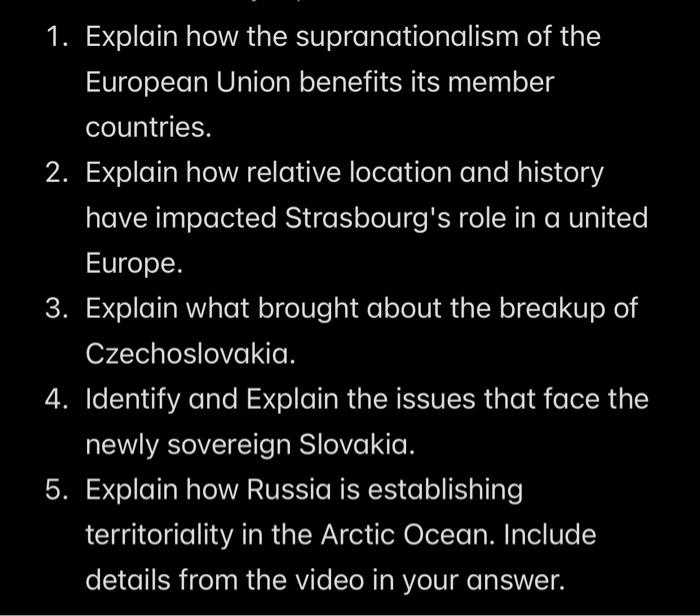 Solved 1. Explain how the supranationalism of the European | Chegg.com