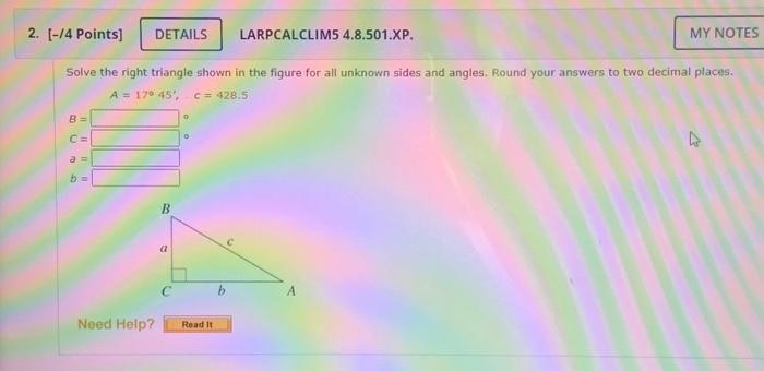 Solved 2. [-/4 Points] B = C = 2 = b = DETAILS Solve the | Chegg.com