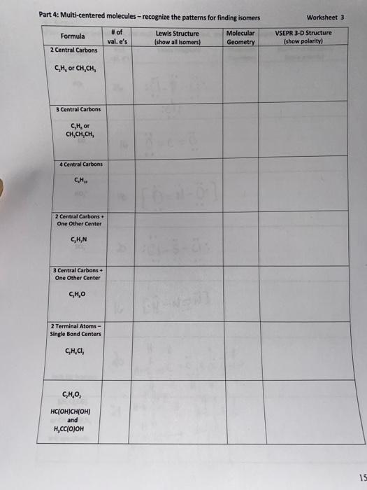 Solved Part 4: Multi-centered molecules - recognize the | Chegg.com