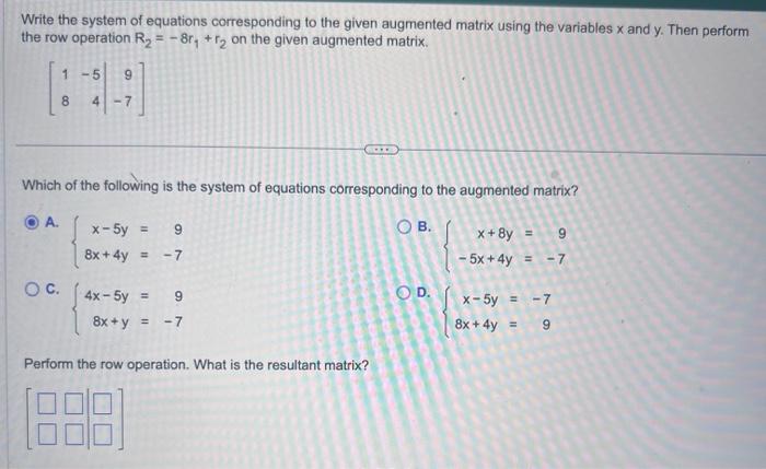 Solved Write the system of equations corresponding to the | Chegg.com