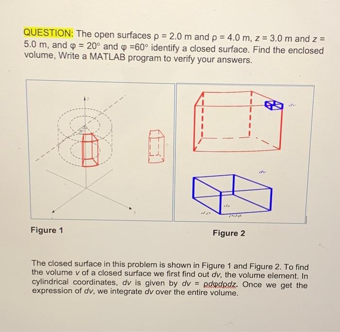 Solved QUESTION: The open surfaces ρ=2.0 m and ρ=4.0 m,z=3.0 | Chegg.com