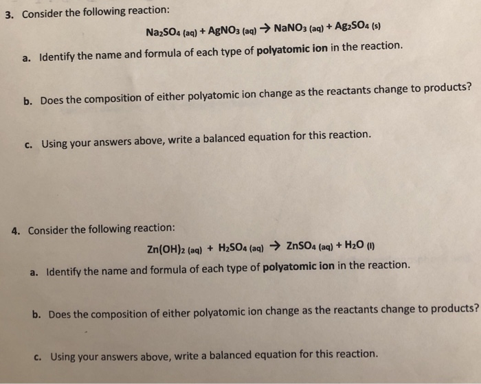 Solved 3. Consider the following reaction: Na2SO4 (aq) + | Chegg.com