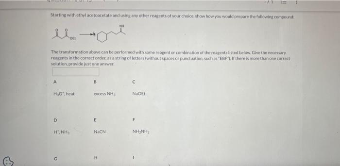 Solved Starting with ethyl acetoacetate and using any other | Chegg.com