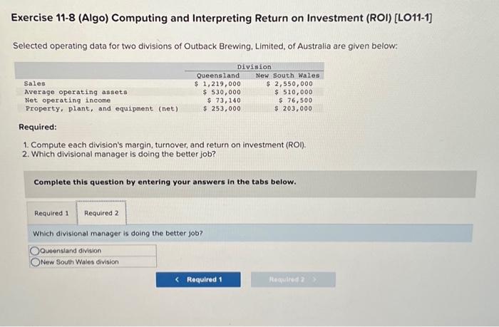 Solved Exercise 11-8 (Algo) Computing and Interpreting | Chegg.com