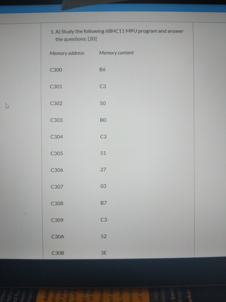 1. A) Study the following 68HC11 MPU program and | Chegg.com