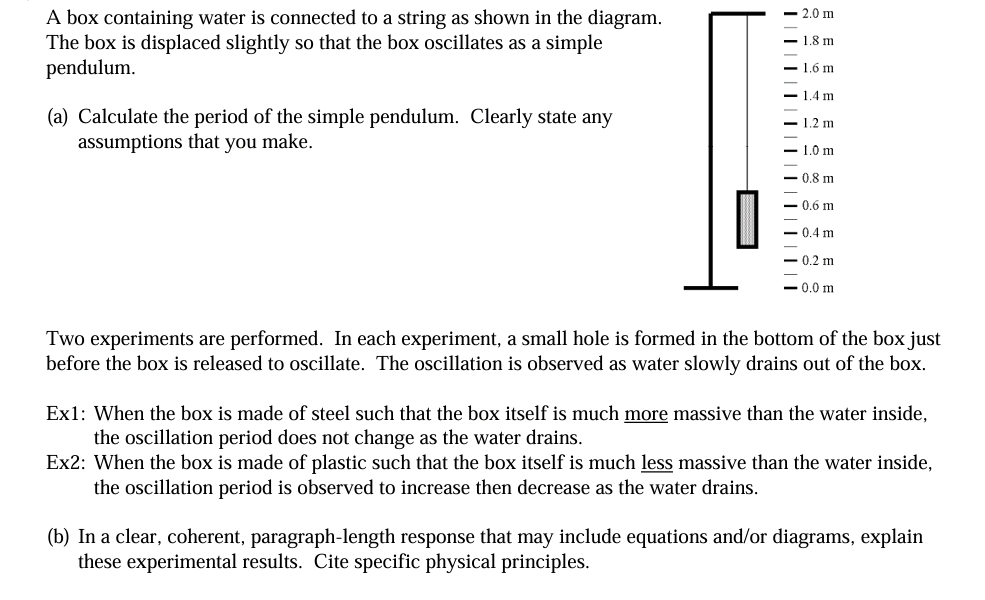 Solved A box containing water is connected to a string as | Chegg.com