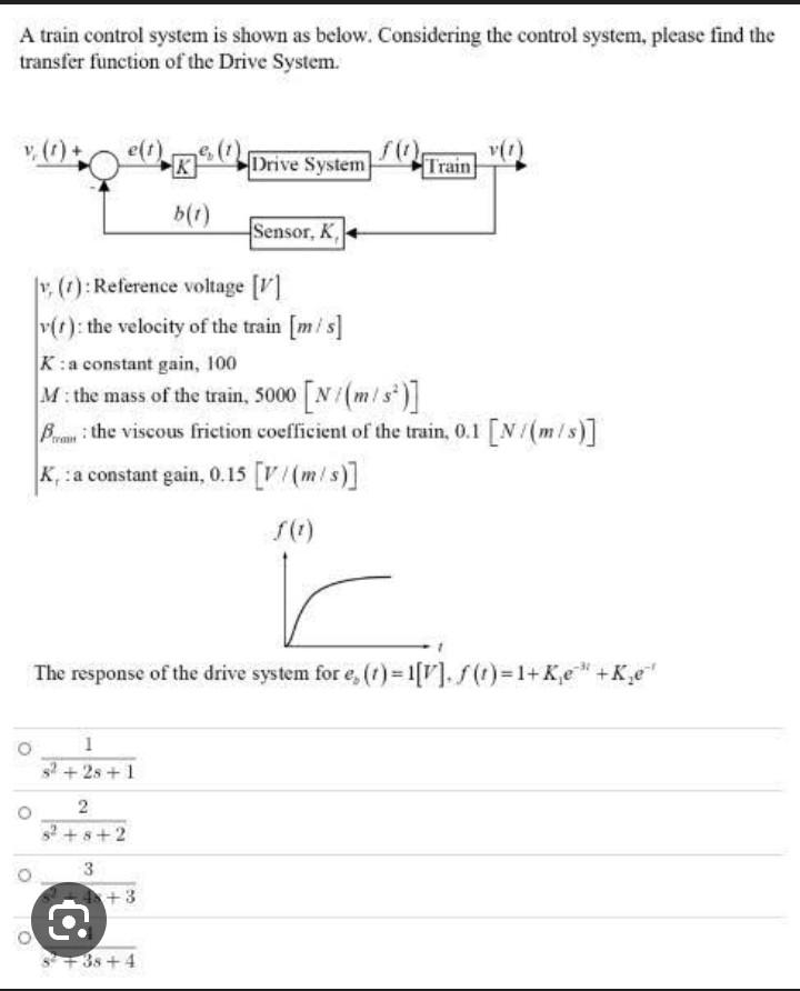 Solved A train control system is shown as below. Considering | Chegg.com